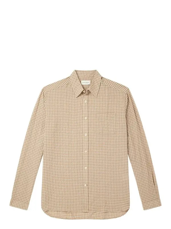 Oliver Peoples Checked Cotton-blend Seersucker Shirt - Neutrals