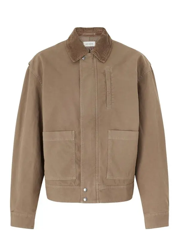 Dries Van Noten Cotton-canvas Jacket With Corduroy Trim - Neutrals