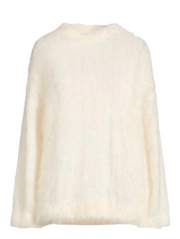 Brunello Cucinelli Ivory Mohair Wool And Silk Blend Sweater - White