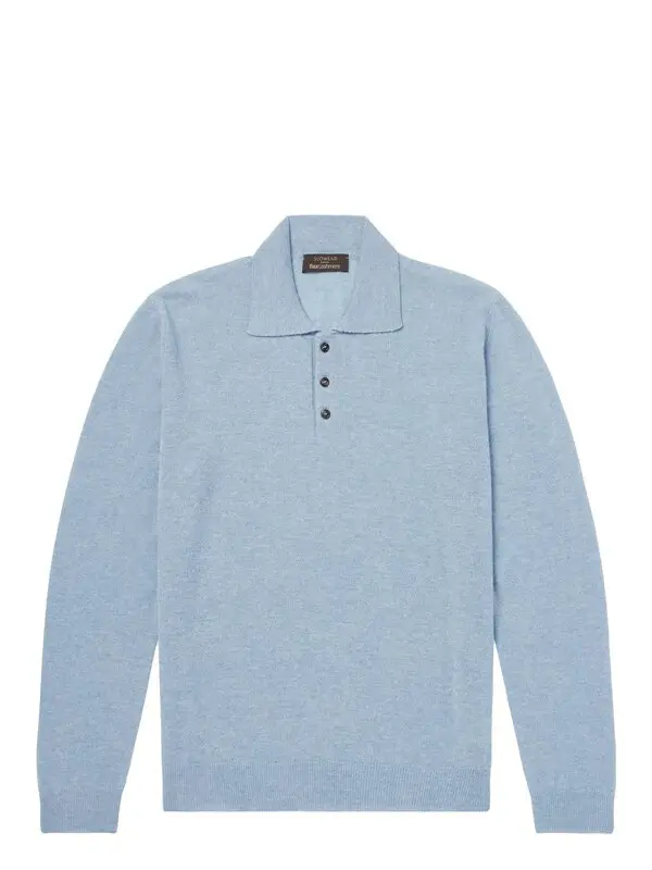 SLOWEAR Cashmere-blend Polo Sweater - Blue