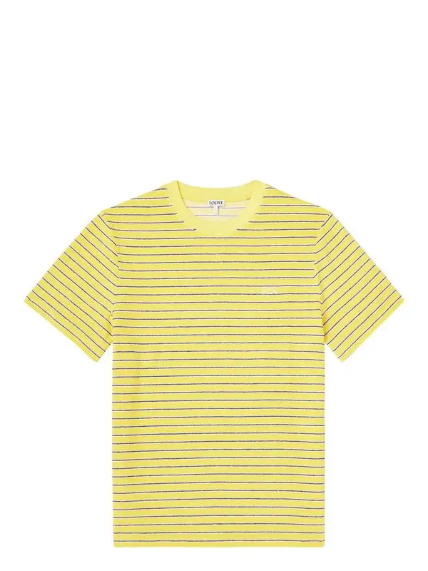Loewe Logo-embroidered Striped Cotton-blend Terry T-shirt - Yellow