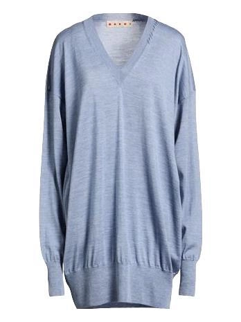 Marni Light Virgin Wool & Silk Mélange V-neck Sweater - Blue