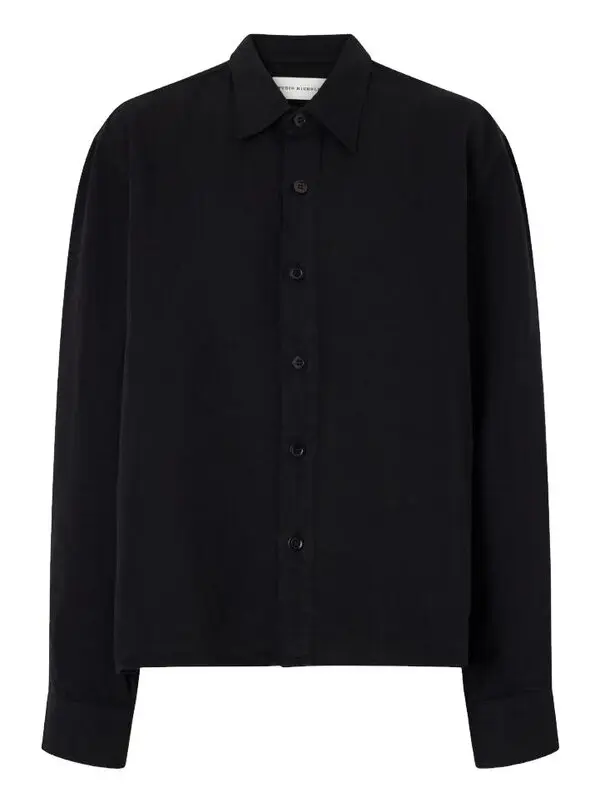 Studio Nicholson Garment-dyed Cotton And Linen-blend Shirt - Black