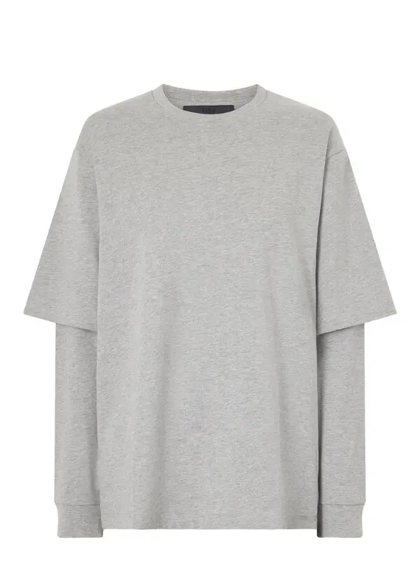 Tibi Layered Cotton-jersey T-shirt - Gray