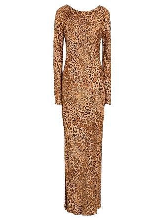 TWINSET Maxi Dress In Viscose With Leopard Print - Beige