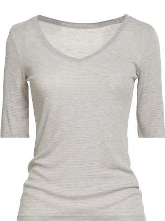 Majestic Filatures Light Viscose Striped T-shirt - Light Grey