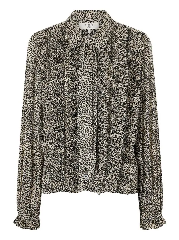 Sea Charlize Animal-print Chiffon Blouse - Black