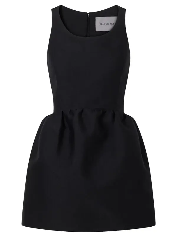 Balenciaga Wool And Silk-blend Mini Dress - Black