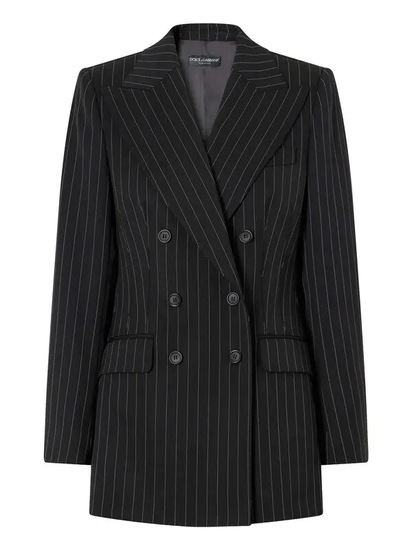 Dolce & Gabbana Pinstripe Wool-blend Double-breasted Blazer - Brown