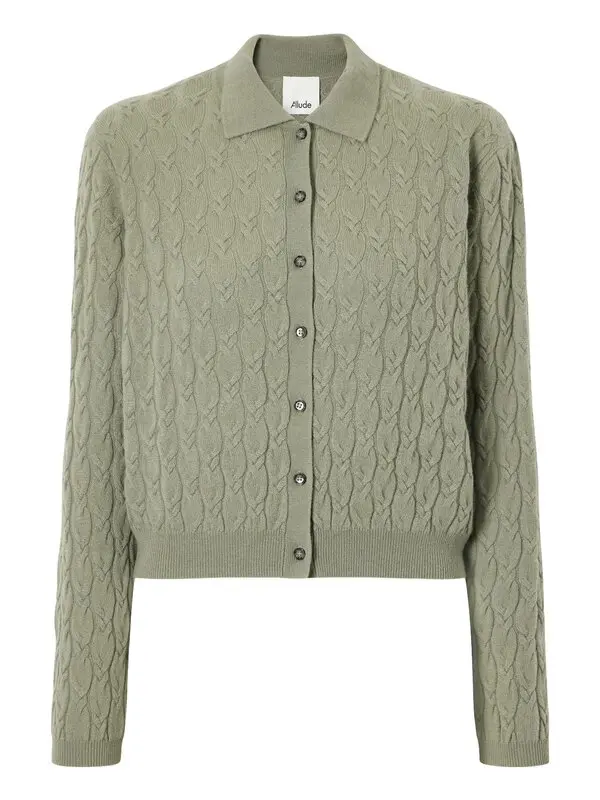 ALLUDE Cable-knit Cashmere Cardigan - Green