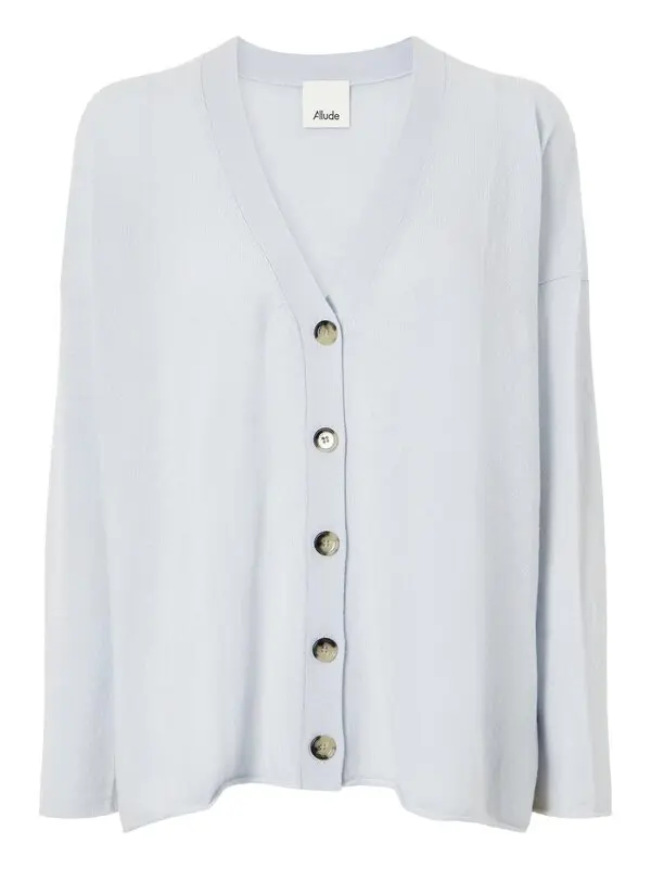 ALLUDE V-neck Cashmere Cardigan - Blue