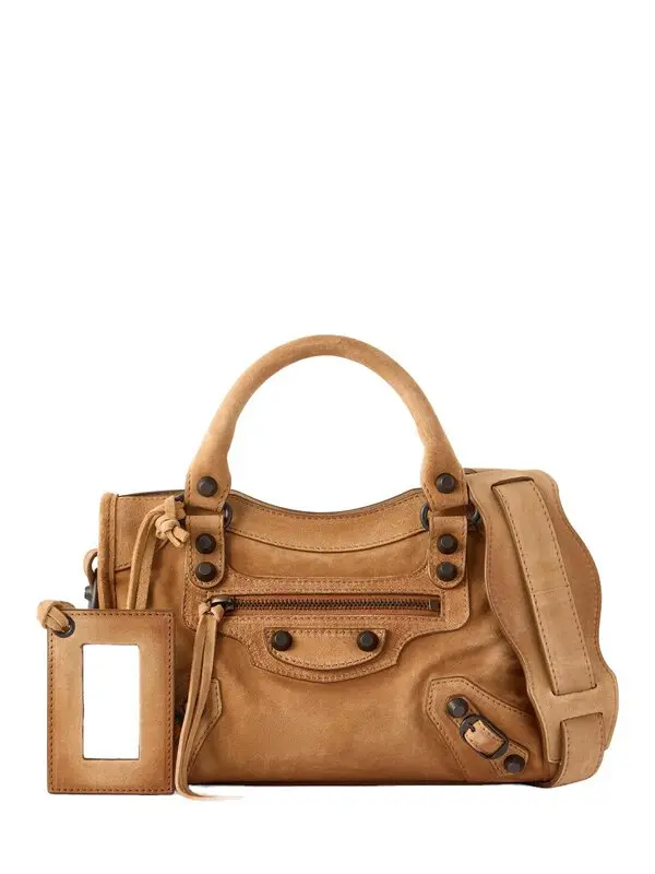 Balenciaga Le City Mini Suede Shoulder Bag - Brown