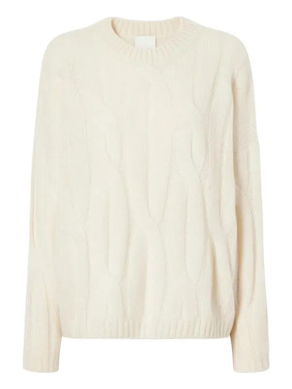 ALLUDE Cable Knit Cashmere And Silk-blend Sweater - Neutrals