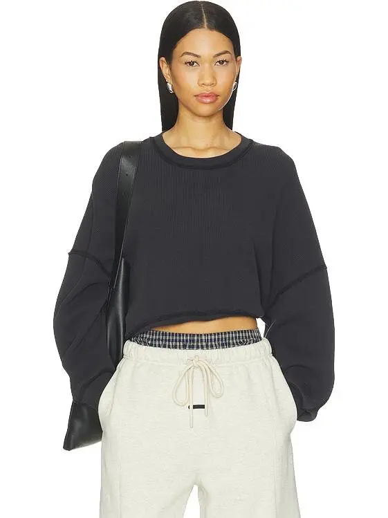 Free People We The Free Skyline Cropped Sweatshirt - Black