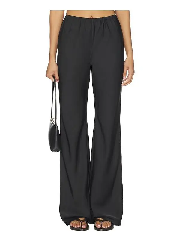 ALL THE WAYS Larissa Satin Flare Leg Trousers - Black