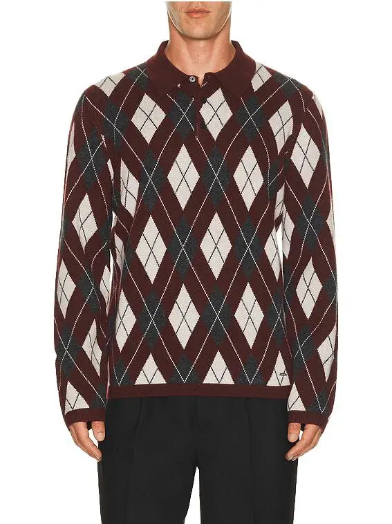 Simkhai Callum Cashmere Argyle Polo In Multi - Fig Multi