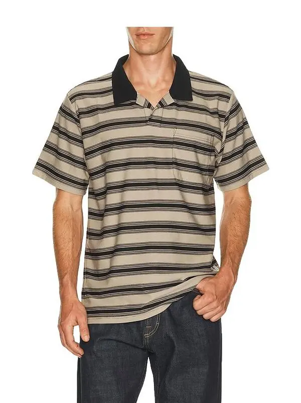 RHYTHM Vintage Stripe Havana Polo In Grey - Moonrock