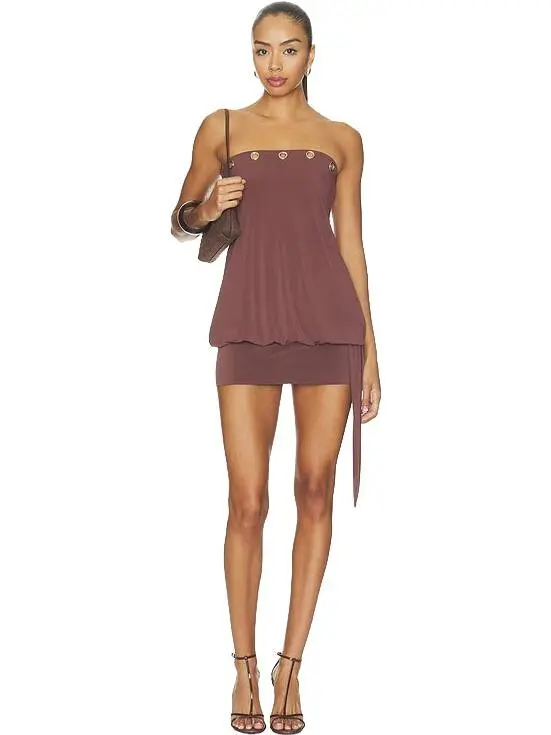 TIGER MIST Ravenna Draped Bodice Mini Dress - Brown