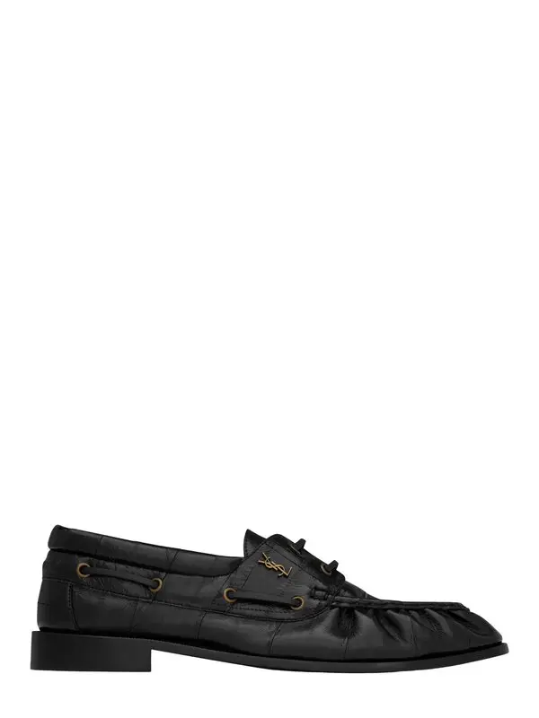 Saint Laurent Leather Bateau Le Loafers - Black