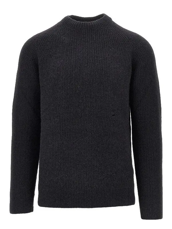 LANEUS Alpaca-wool Blend Crewneck Sweater - Black