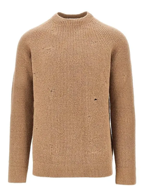 LANEUS Alpaca-wool Blend Crewneck Sweater - Beige