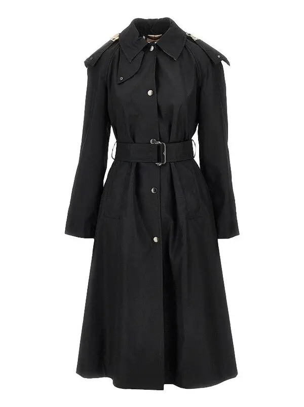 Burberry Nylon Gabardine Trench Coat - Black