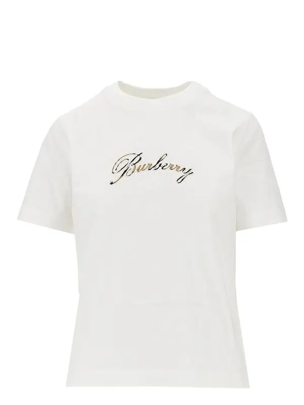 Burberry Logo Embroidered Cotton Jersey T-shirt - White