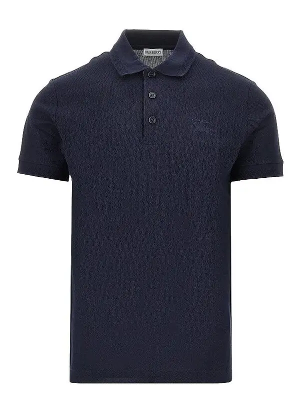 Burberry Cotton Piquet Polo Hirt With Ekd Embroidery - Blue