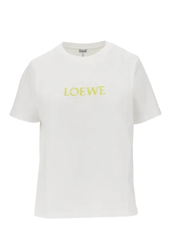 Loewe Embroidered Cotton-blend T-shirt - White