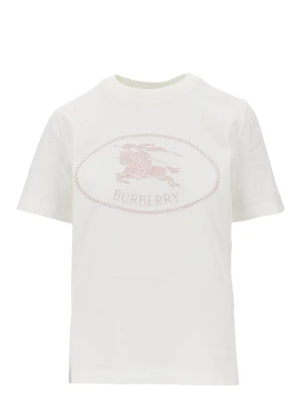 Burberry Knight Stamp Embroidery Short Sleeve T-shirt - White