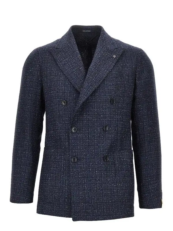 Tagliatore Tweed Double-breasted Jacket - Blue