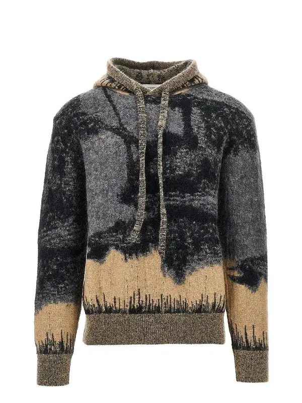 LANEUS Mohair-blend Jacquard Motif Hoodie - Multicolor