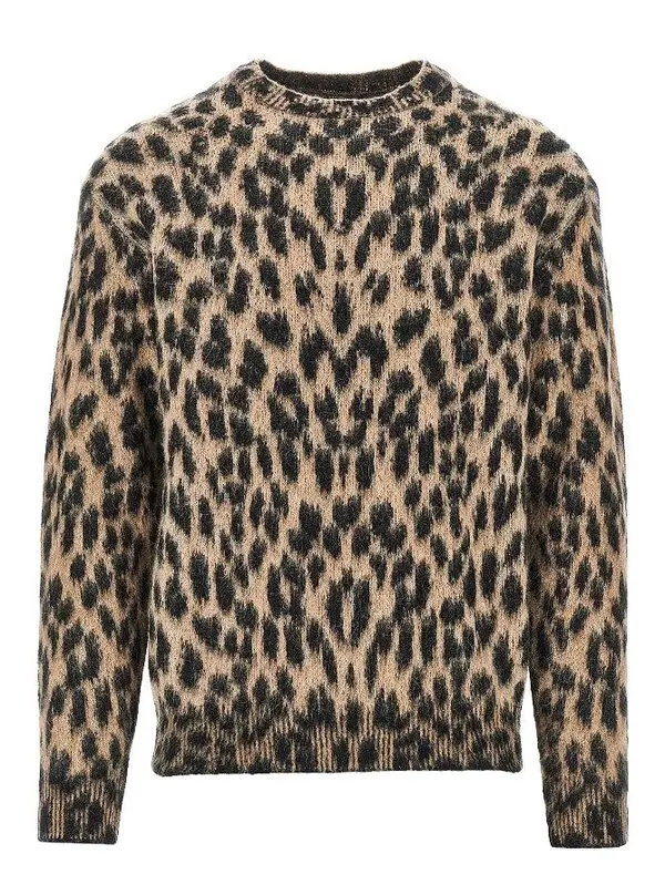 LANEUS Knitted Sweater With Spotted Motif - Brown