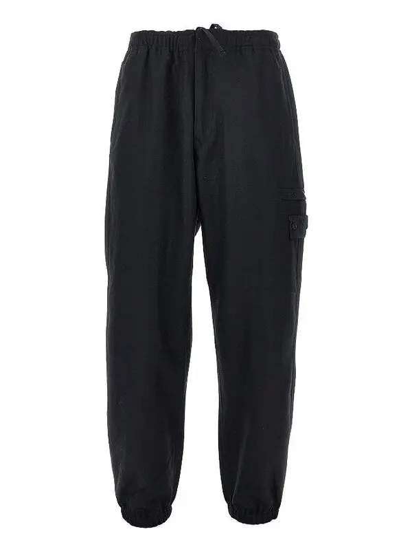Stone Island Flannel Logo Badge Pants - Blue