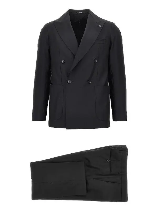 Tagliatore Super 110's Wool Tailored Suit - Black