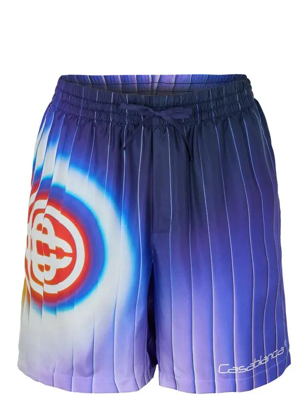 Casablanca Drawstring Athletic Shorts With Logo And Printed Pattern - Blue