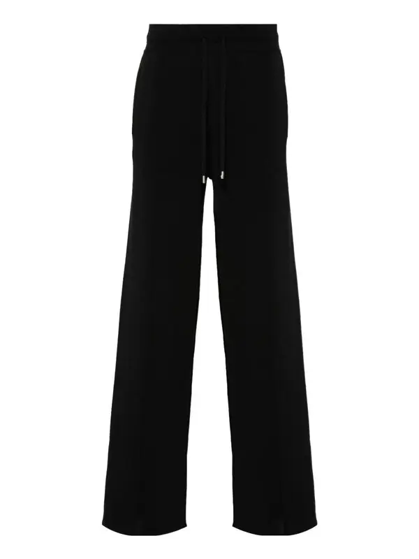 Pinko High-waisted Wide-leg Trousers With Drawstring Waist - Black