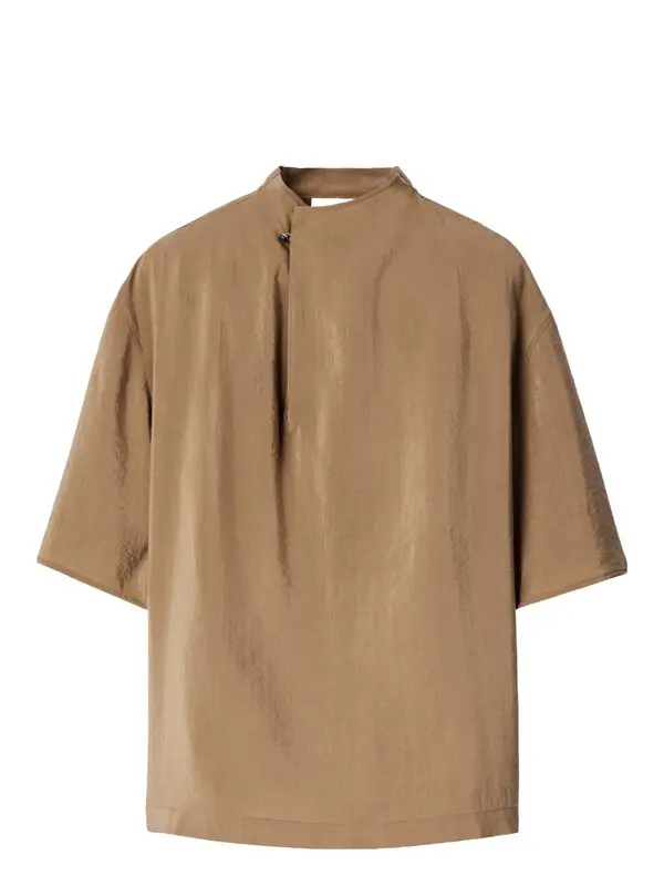 LEMAIRE Soft Collar Top In Dry Silk - Toffee