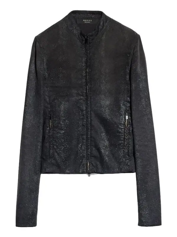 Gucci Cotton Viscose Jacket With Python Effect - Black