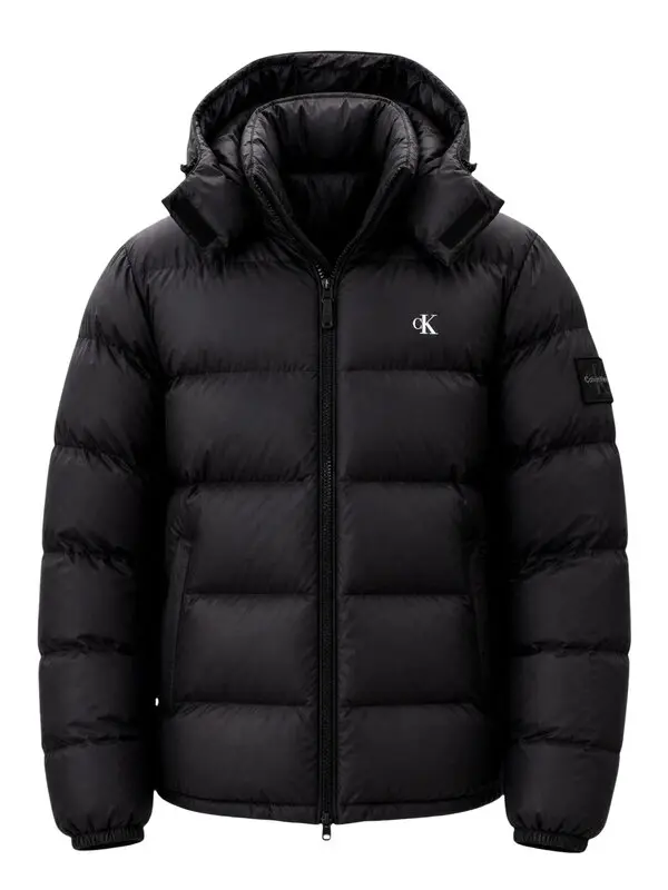 Calvin Klein Relaxed Fit Quilted Nylon Puffer Jacket With Hood - Black