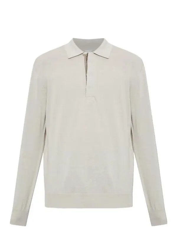Eleventy Zip Polo Knitted Sweater - Grey