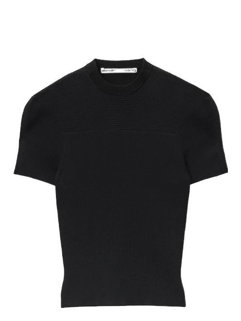 Alexander Wang Debossed Logo Fitted Turtleneck Short Sleeve Top - Black