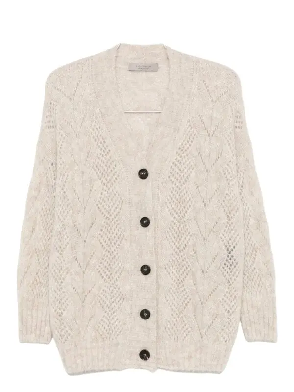 D.exterior Open-knit Button-up Cardigan - No