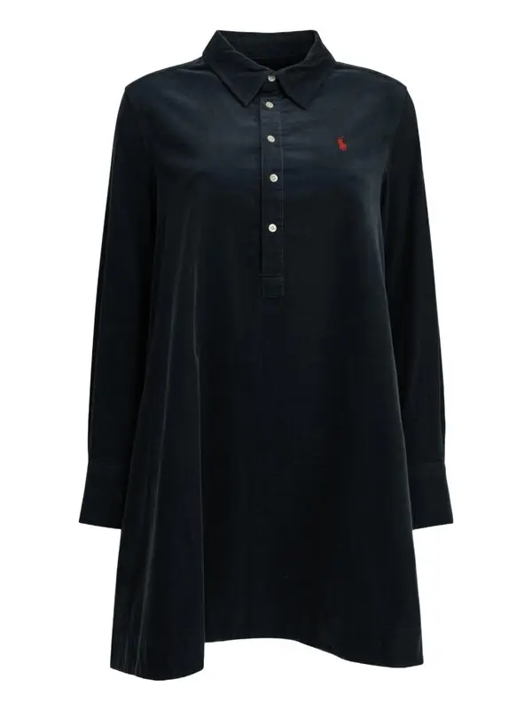 Polo Ralph Lauren Logo-embroidered Corduroy Mini Dress - Navy