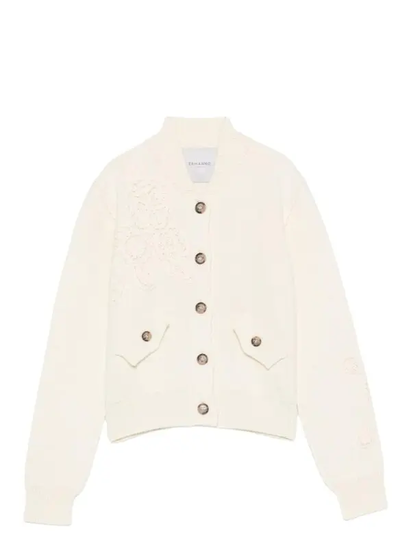 ERMANNO FIRENZE Single-breasted Long-sleeve Knit Top - White
