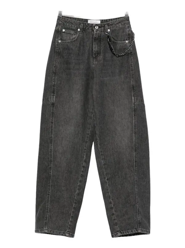 ERMANNO FIRENZE Chain-detail Denim Trousers - Black