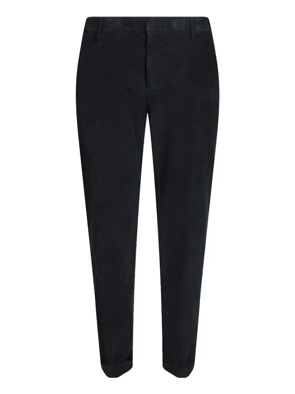 DONDUP Corduroy Straight Leg Cuffed Trousers - Black