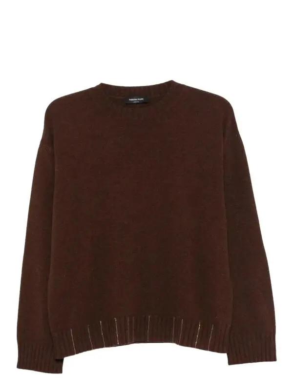 Fabiana Filippi Crewneck Jumper With Monili Chain Detail - Brown