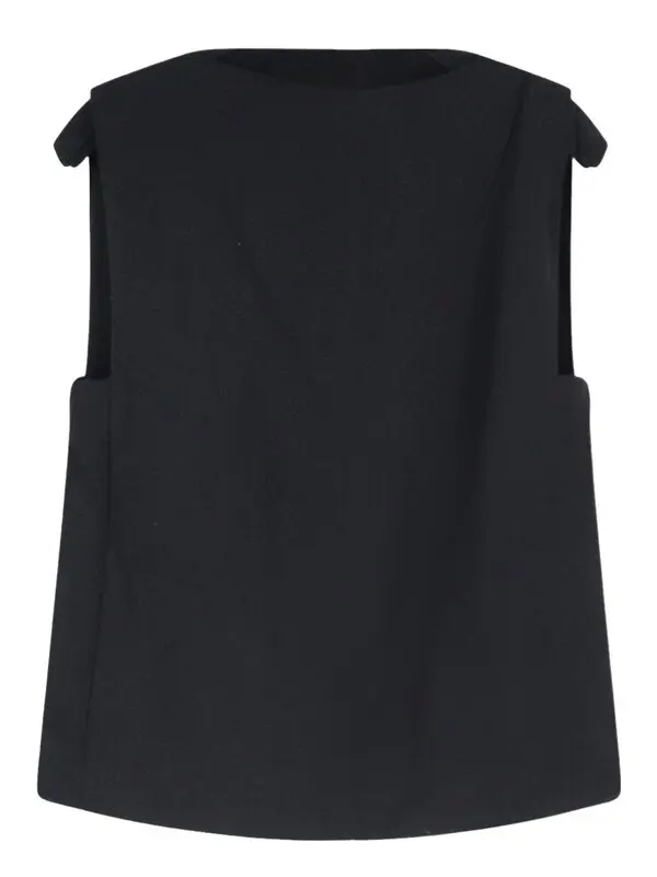 Vince Sleeveless Boat Neck Top - Black