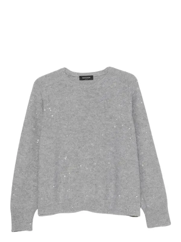 Fabiana Filippi Sequin Embellished Round Neck Sweater - Grey